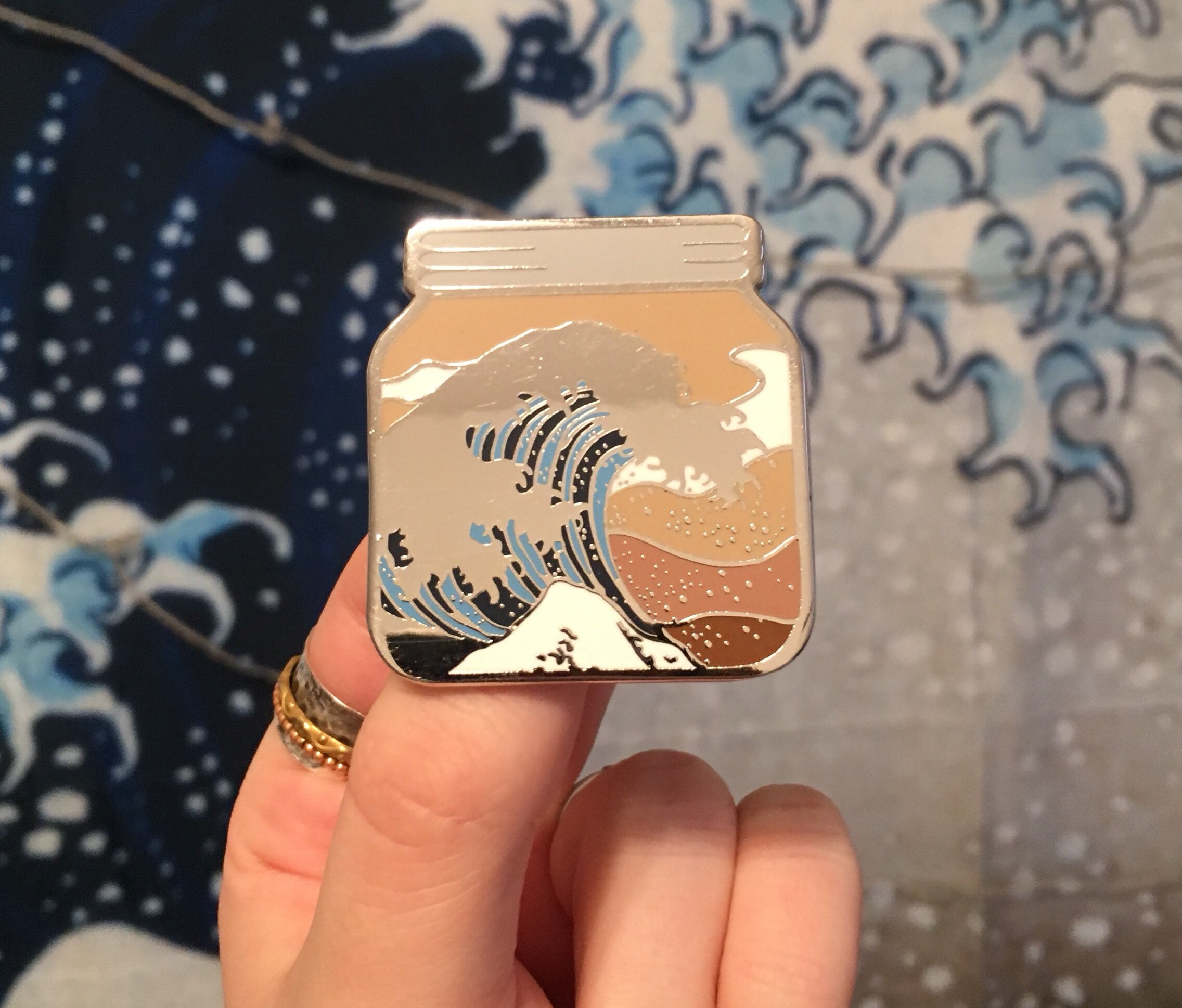 The Wave in a Jar Hard Enamel Pin | Flair Brooch Pin Hat Lapel Pin Art ...