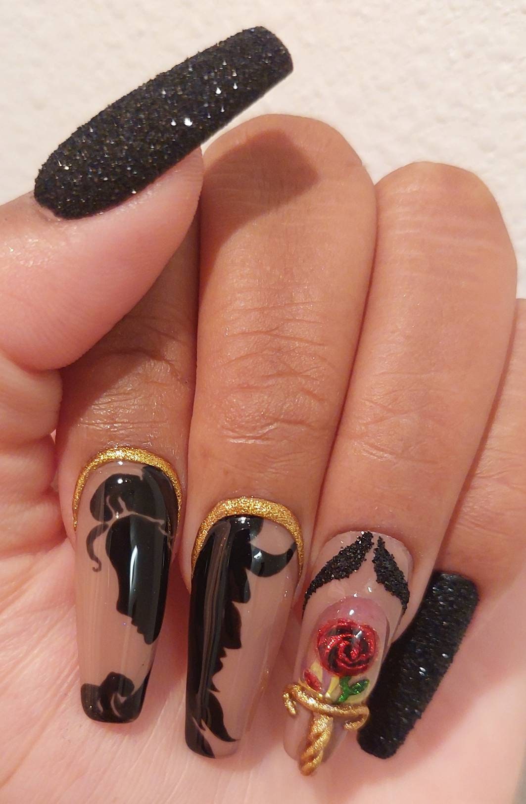 The Rosebeauty and the Beast Inspiredballerinastilettopress-on ...