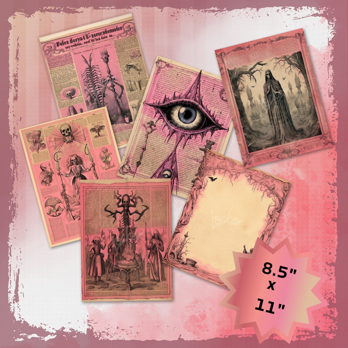Pink Halloween Ephemera: Witchcraft Junk Journal Kit (digital Download ...