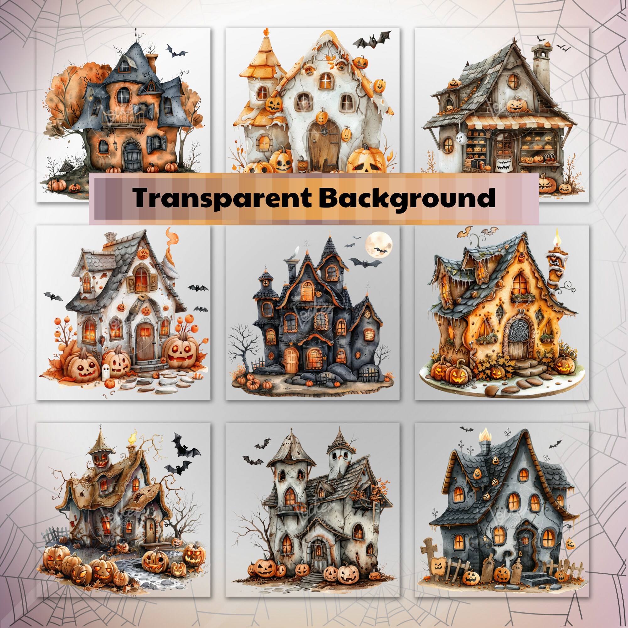 HALLOWEEN Watercolor Haunted House Clipart Bundle Fall SVG Junk Journal ...