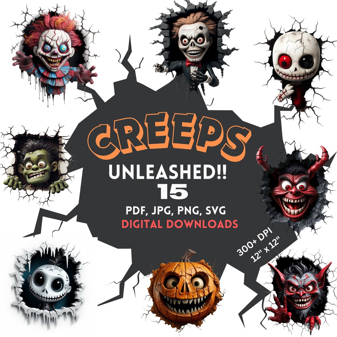Cute HALLOWEEN Creepy MONSTERS CLIPART for Commercial Use – Digital ...