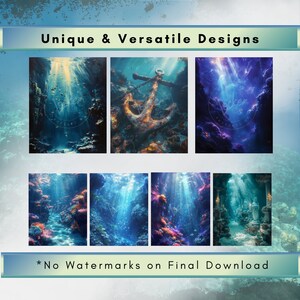 Enchanted Ocean Fantasy Digital Paper Pack - Underwater Art for Junk ...