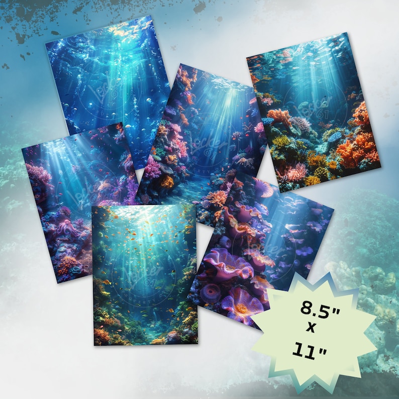 Enchanted Ocean Fantasy Digital Paper Pack Underwater Art for Junk ...