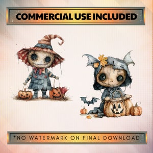 HALLOWEEN Voodoo Doll Watercolor Clipart Bundle, Fall Junk Journal Kit ...