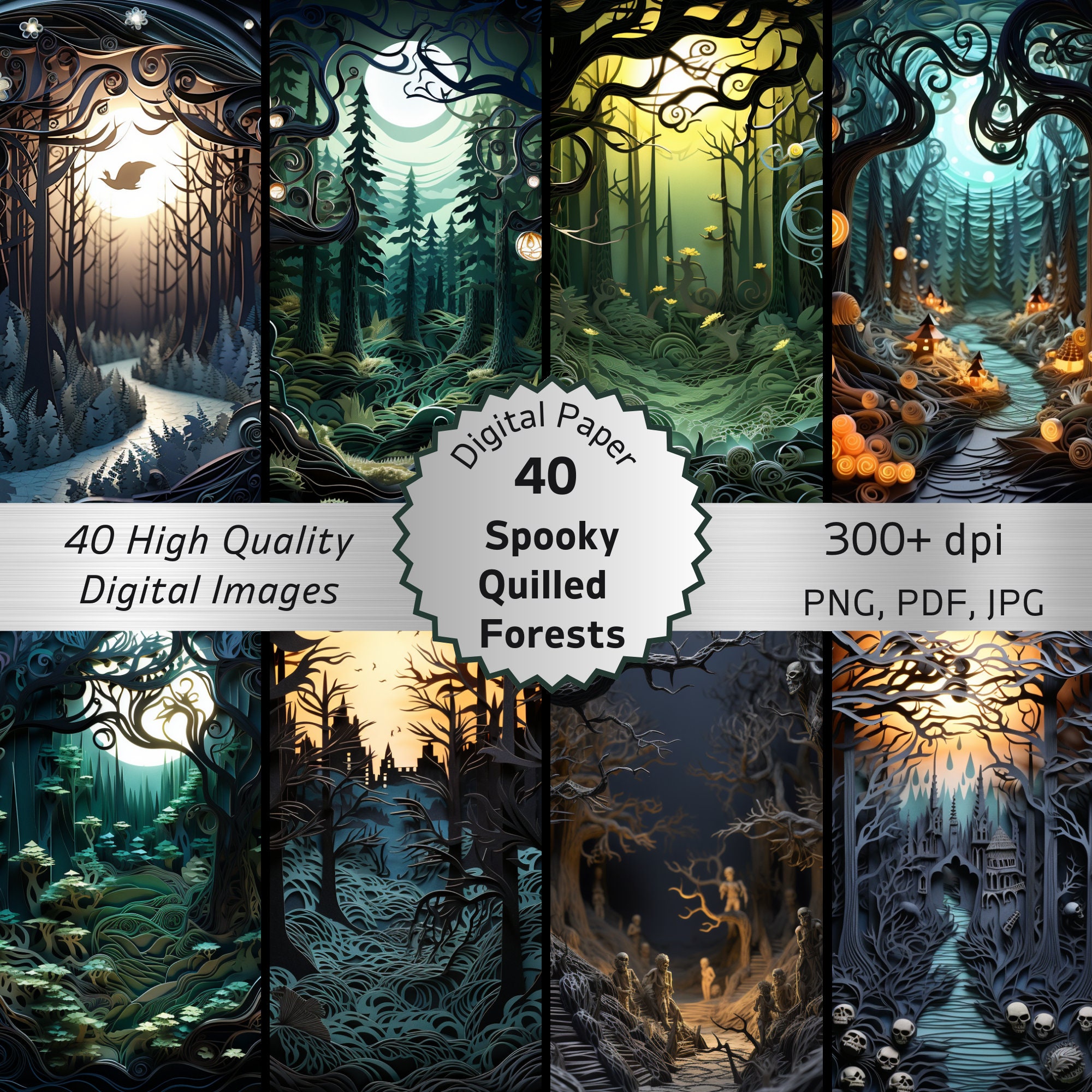 Digital Halloween Wallpaper Gothic Scrapbook Graphics Mystical Magic ...