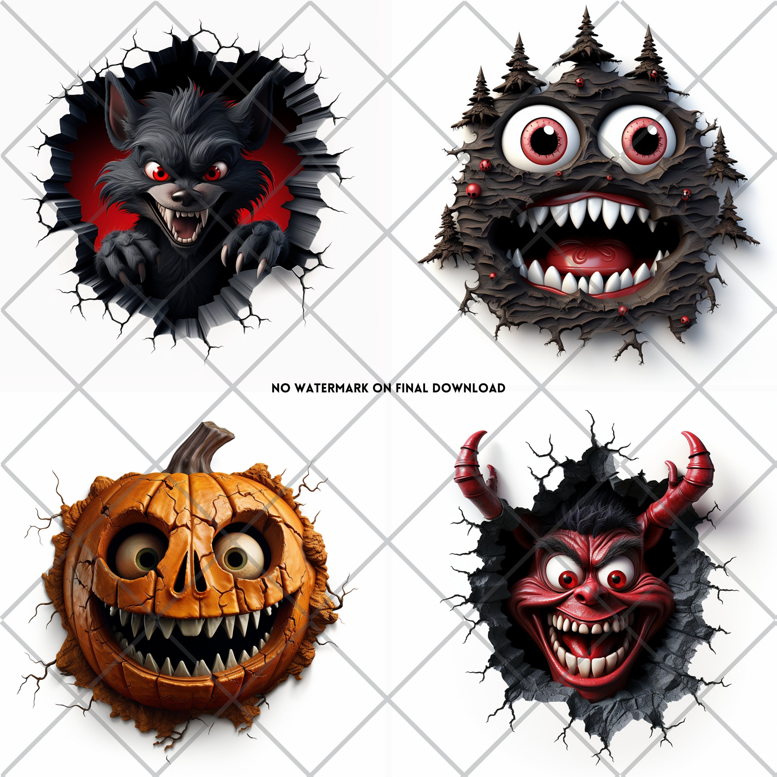 Cute HALLOWEEN Creepy MONSTERS CLIPART for Commercial Use Digital ...