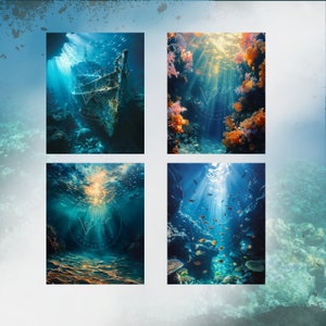 Enchanted Ocean Fantasy Digital Paper Pack - Underwater Art for Junk ...