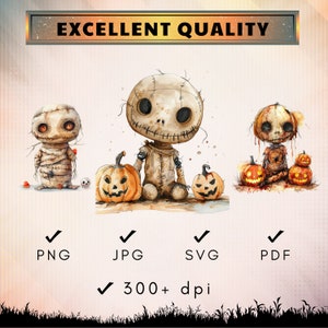 HALLOWEEN Voodoo Doll Watercolor Clipart Bundle, Fall Junk Journal Kit ...