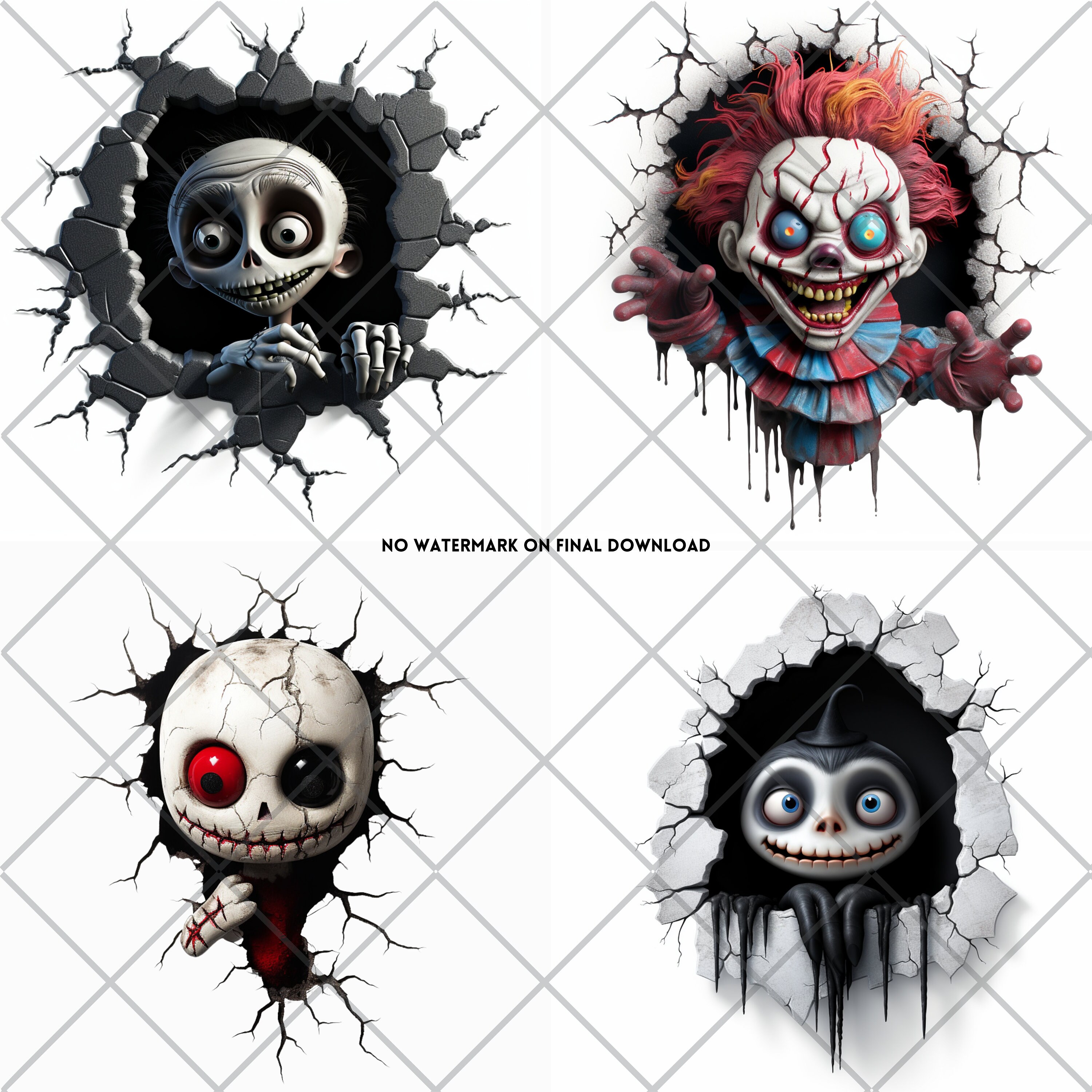Cute HALLOWEEN Creepy MONSTERS CLIPART for Commercial Use Digital ...