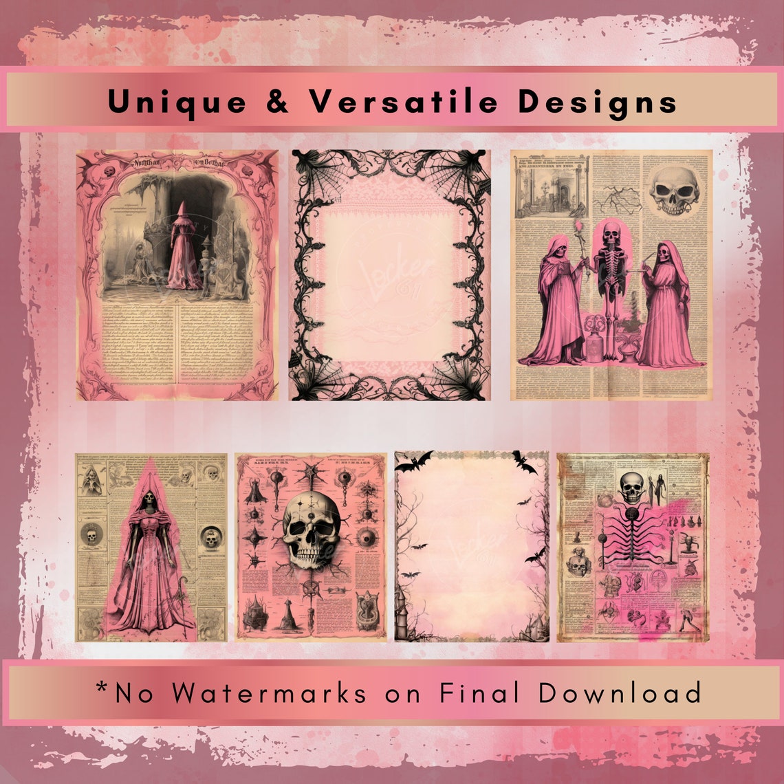 Pink Halloween Ephemera: Witchcraft Junk Journal Kit (digital Download ...