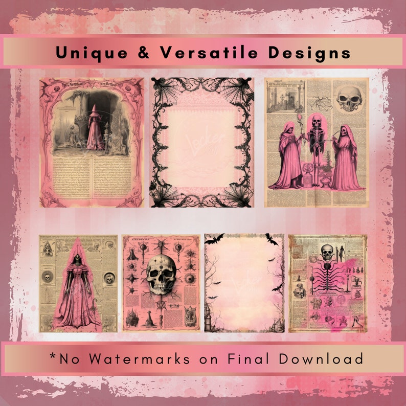 Pink Halloween Ephemera: Witchcraft Junk Journal Kit (digital Download ...