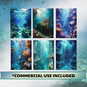 Enchanted Ocean Fantasy Digital Paper Pack - Underwater Art for Junk ...