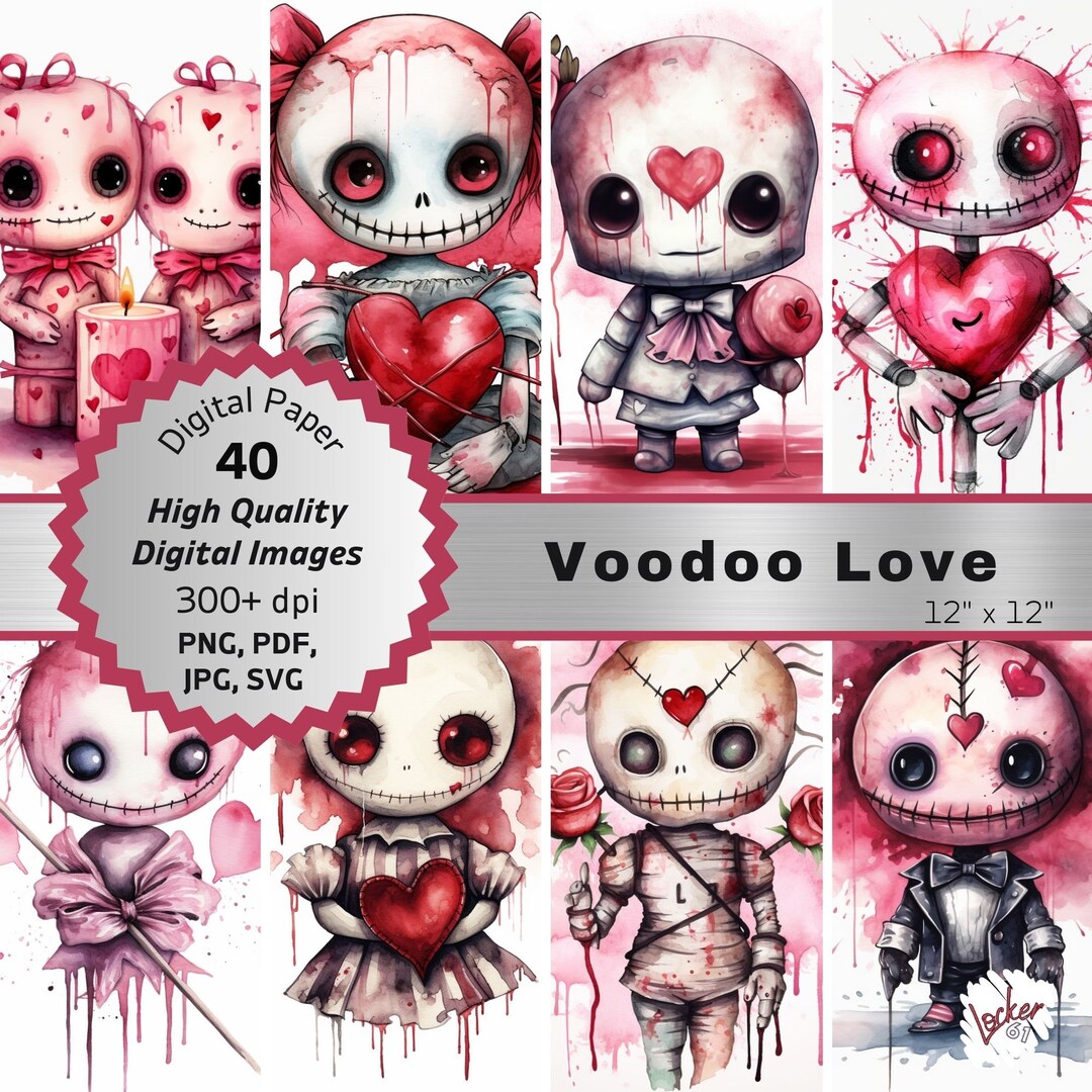 Spooky Valentines Day Card PNG Voodoo Dolls Valentines Card Creepy Love ...
