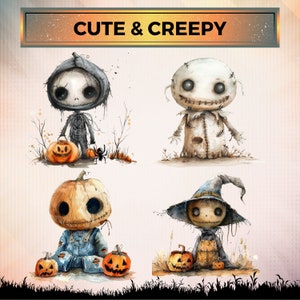 HALLOWEEN Voodoo Doll Watercolor Clipart Bundle, Fall Junk Journal Kit ...