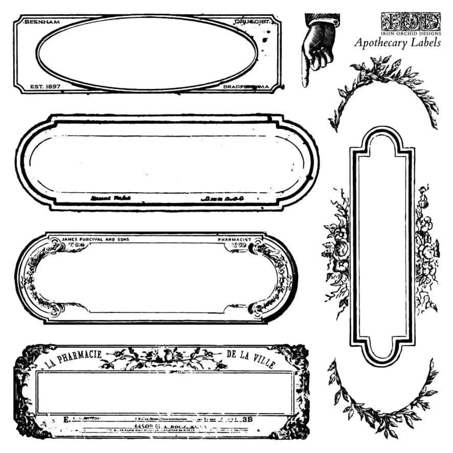 Apothecary Labels 6x6 IOD Ink Stamp for Home Decor and Furniture (4 ...