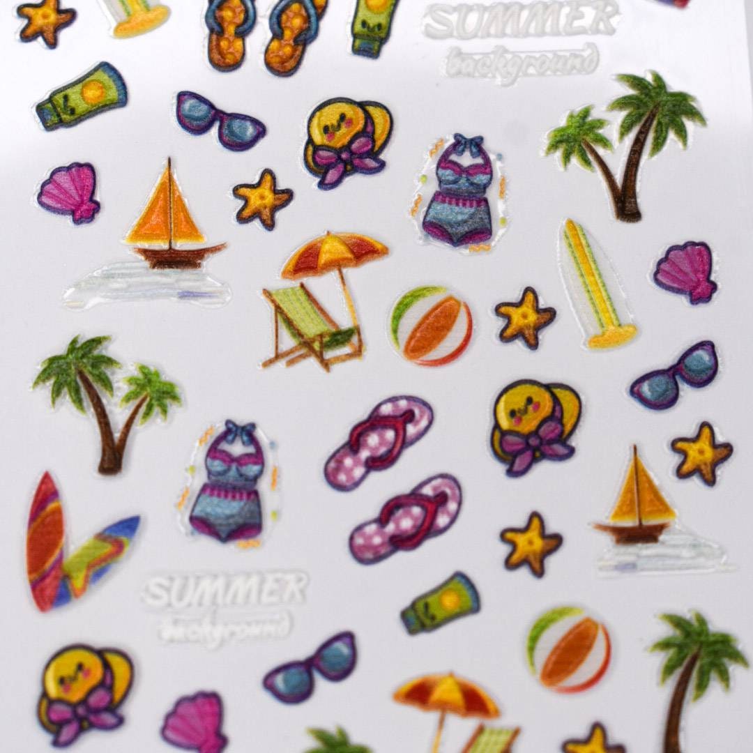 Summer Nail Stickers 5D Summer Nail Stickers Summer Nail Art Summer ...