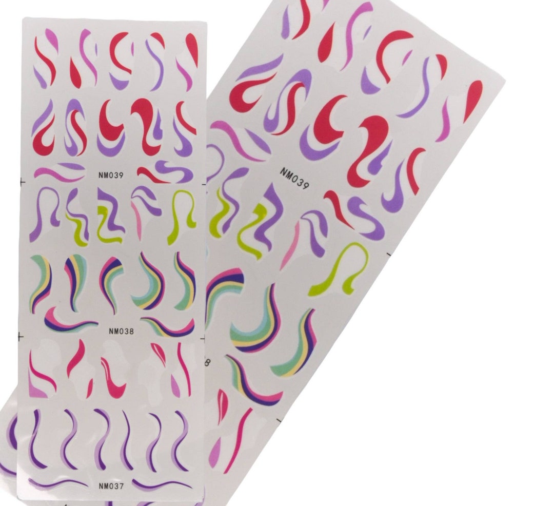 Nail Decal Line Design Swirl Nail Water Decals Trippy Nail Art Swirly ...