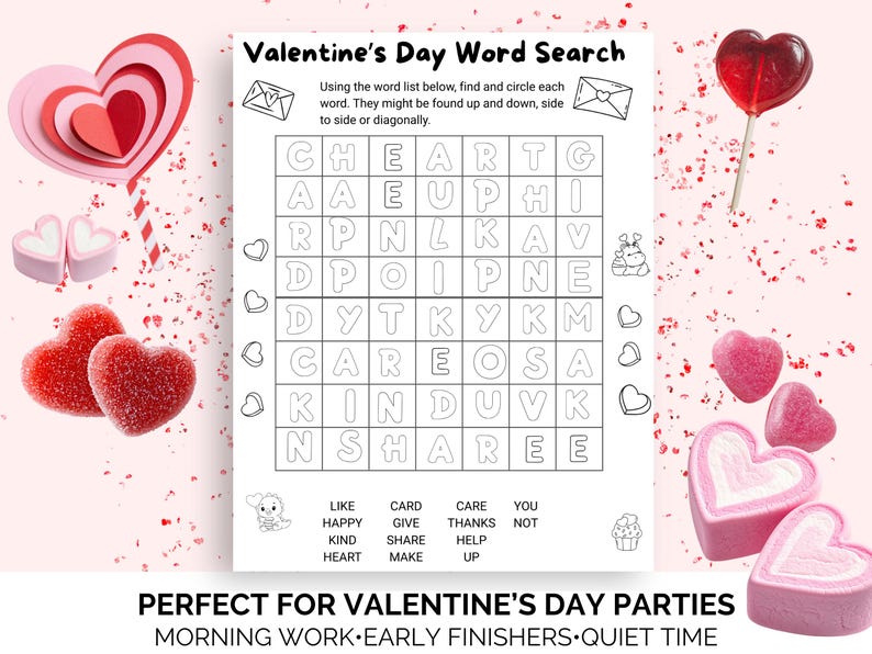 Valentine’s Day Word Search, No-prep Print & Go Classroom Activity ...
