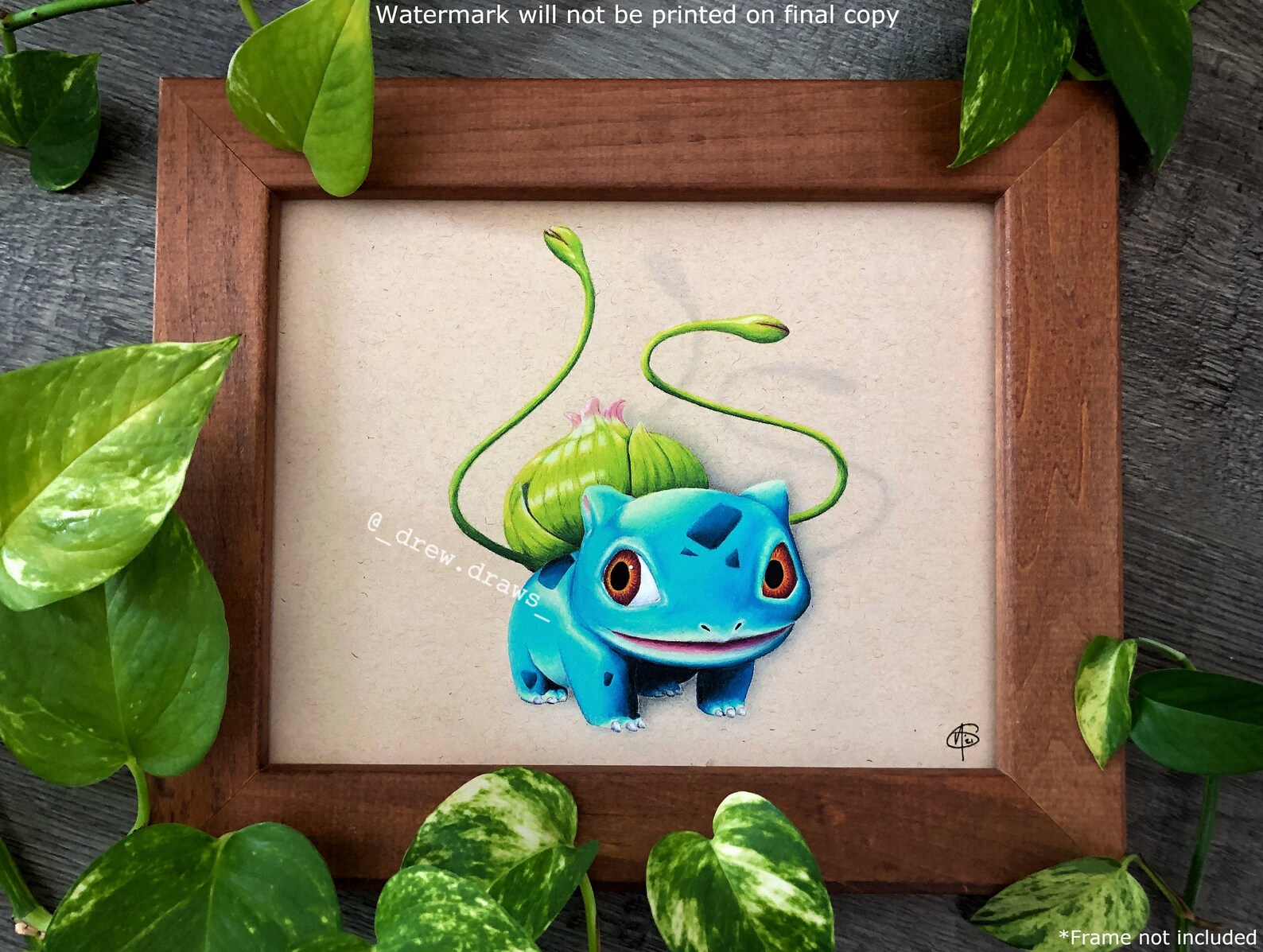 Hyper Realistic Bulbasaur Pencil Crayon Drawing 8x10 Print. | Etsy