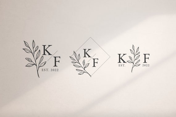 3 Minimalist Greenery Wedding Logos Wedding Monograms | Etsy