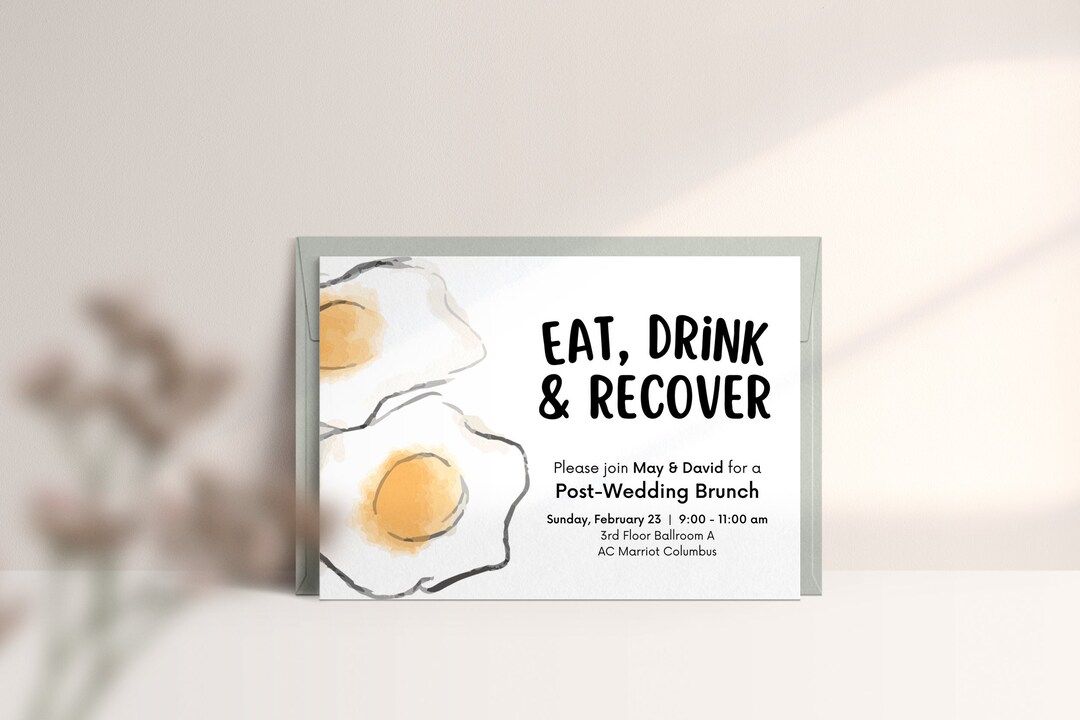 Brunch Invite | Post Wedding Brunch | Eat, Drink and Recover | Canva ...