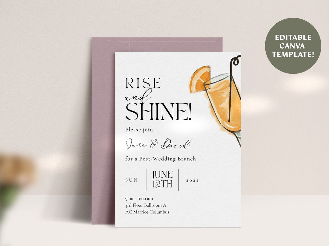 Post Wedding Brunch | Minimal and Classy Brunch Invitation | Rise and ...