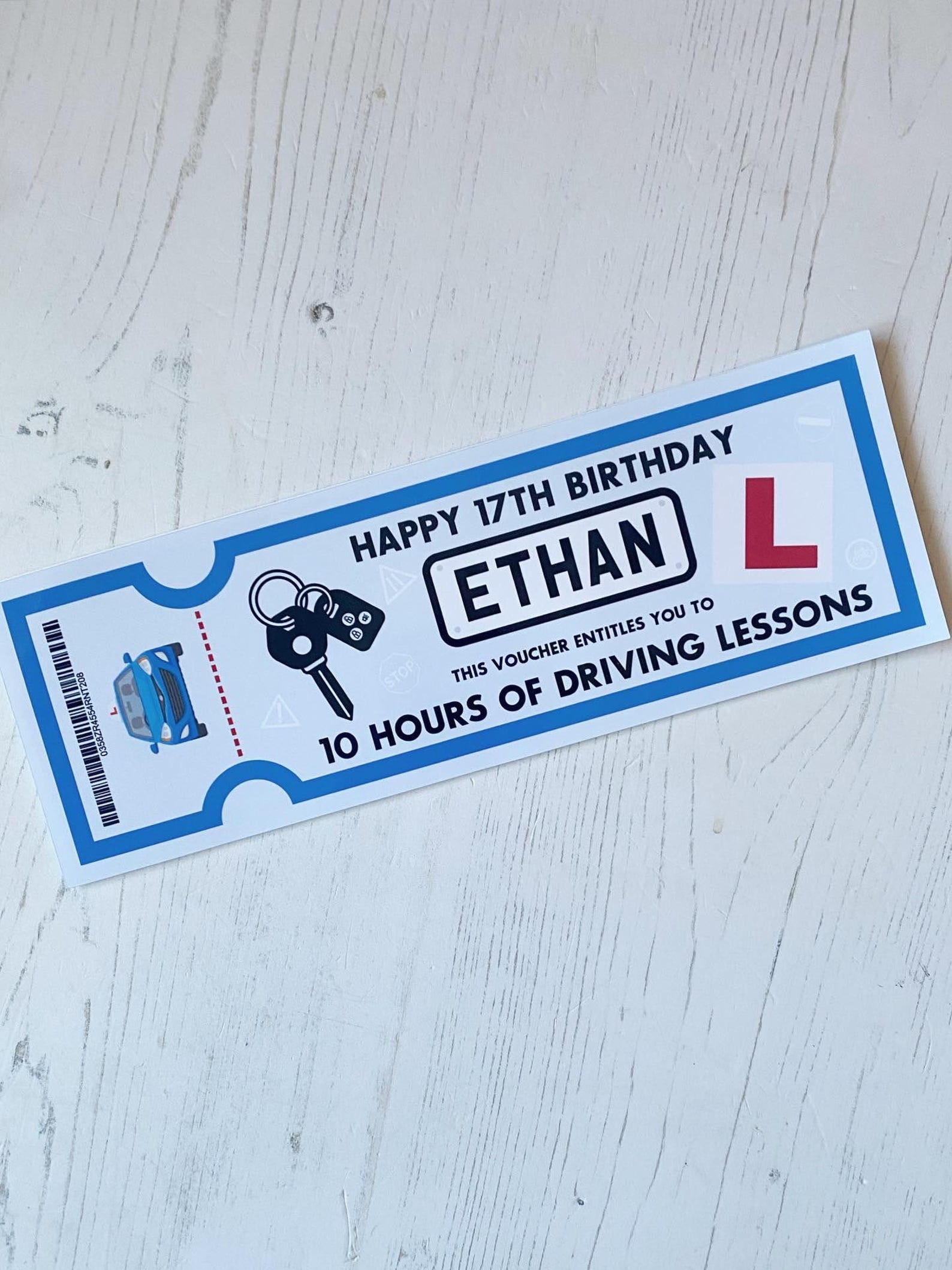 Personalised Driving Lesson Gift Voucher Ticket - Etsy UK