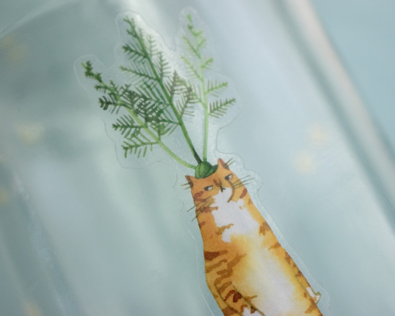 Carrot Cat Sticker Transparent Sticker Cat Stickers Kawaii - Etsy