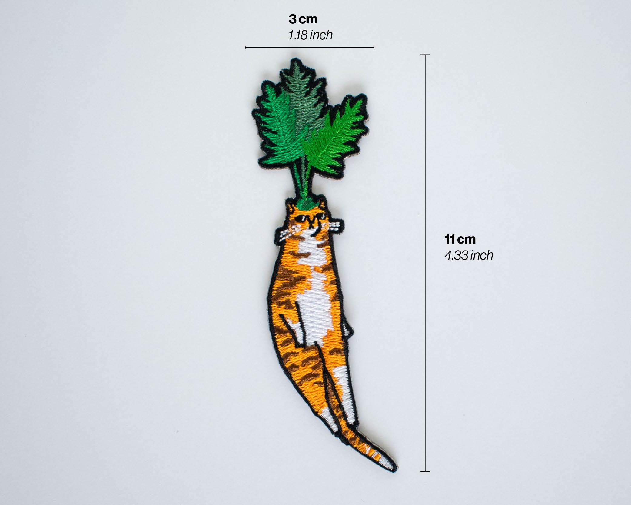 Carrot Cat Patch | Cat Badge, Embroidery Iron-on Patch of Orange Tabby ...