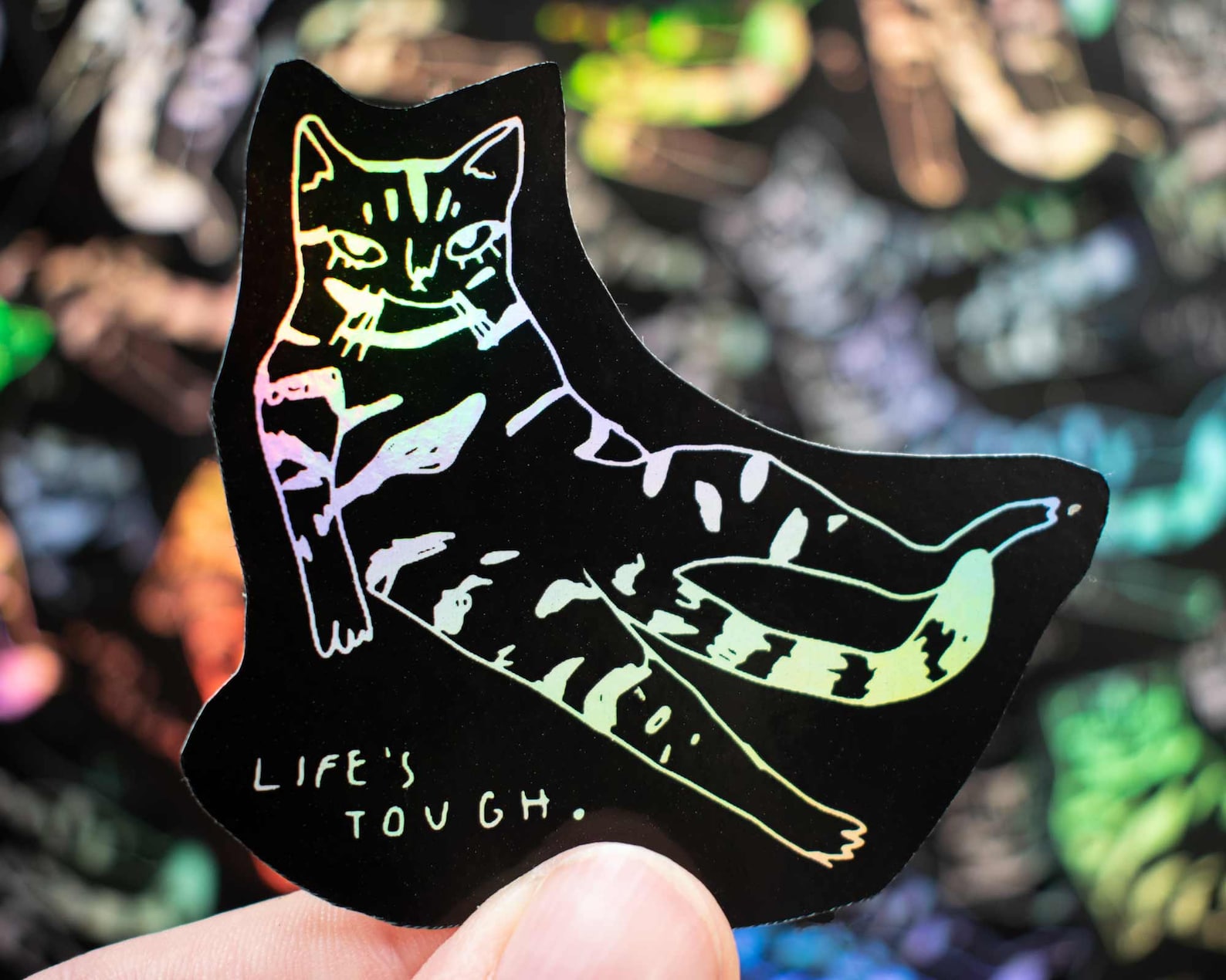 Holographic Cat Sticker| Holographic Stickers, Cat Stickers, Vinyl Cat ...