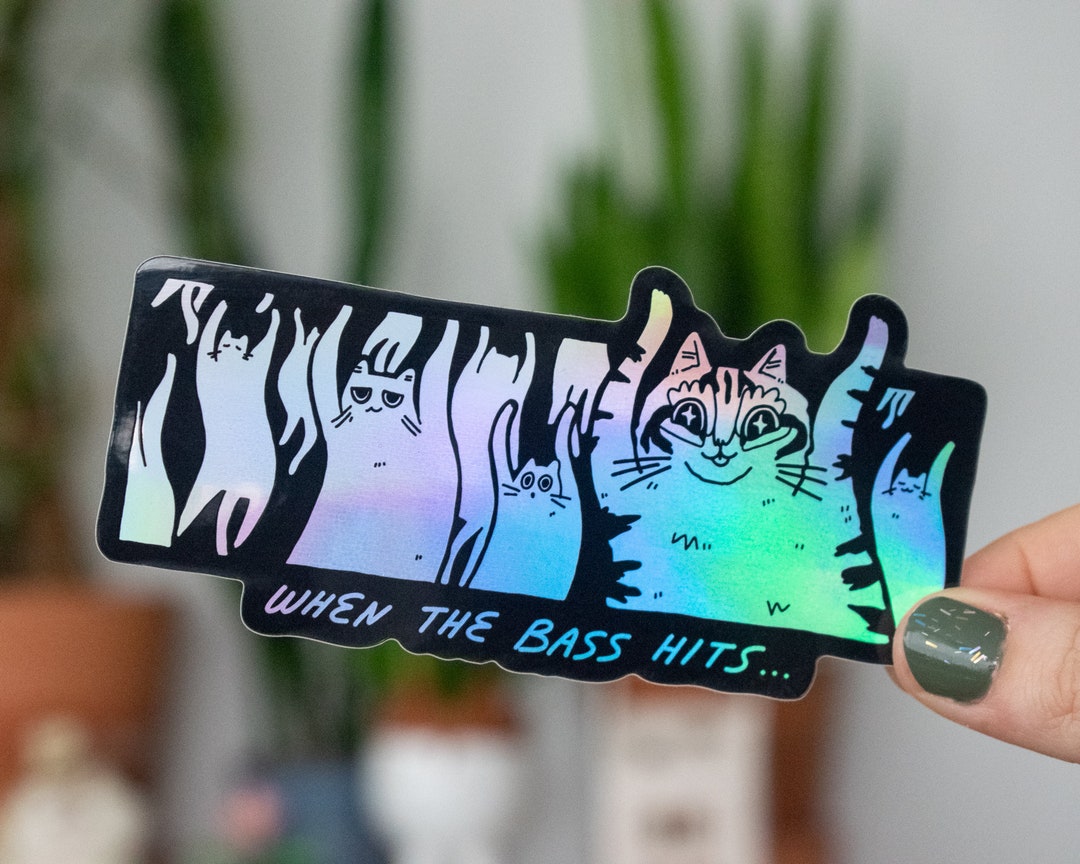 When the Bass Hits | Holographic Vinyl Stickers With Illustration of ...