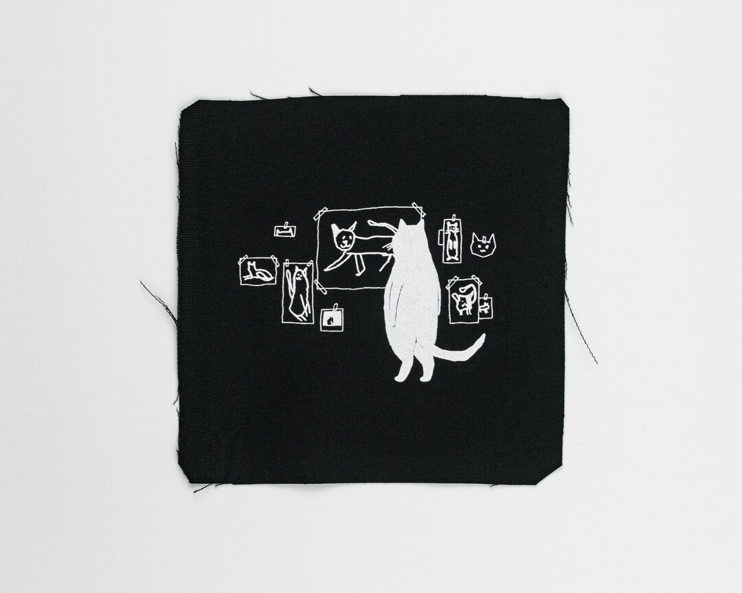 Sew-on Patch: Gallery Cat | Cat Patch, Screen Printed, for Jackets, for ...
