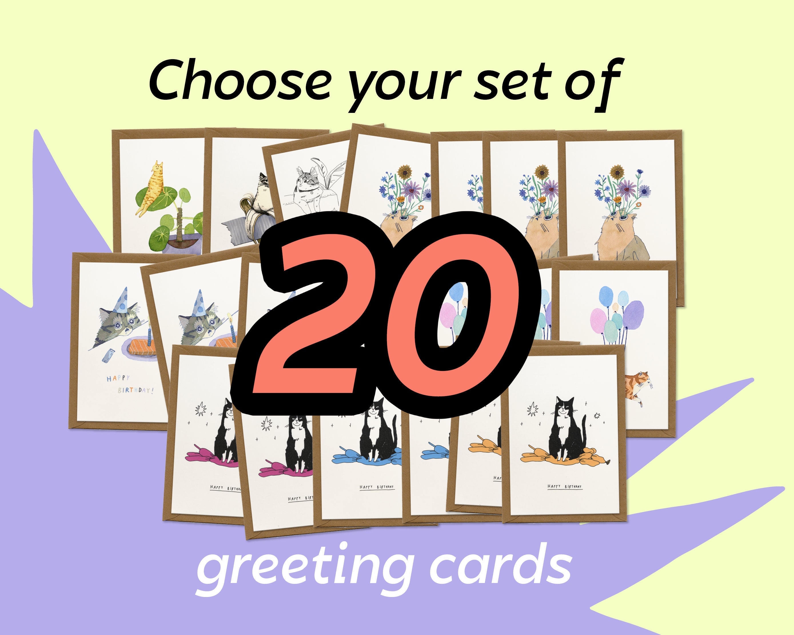 Set of 5 Greeting Cards for every occasion Choose your own | Etsy