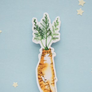 Carrot Cat Sticker Transparent Sticker, Cat Stickers, Kawaii Sticker ...