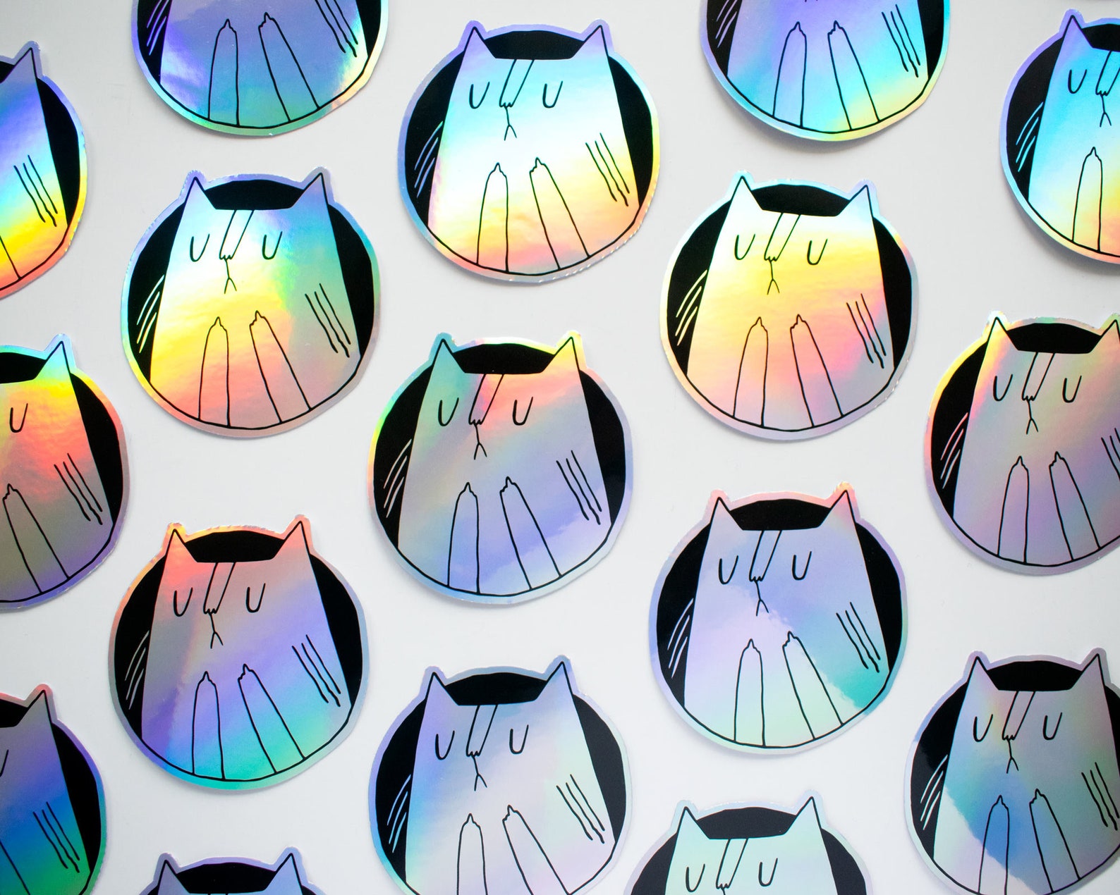 Holographic Cat Sticker| Fuck You Cat, Cat Stickers, Vaporwave Stickers ...