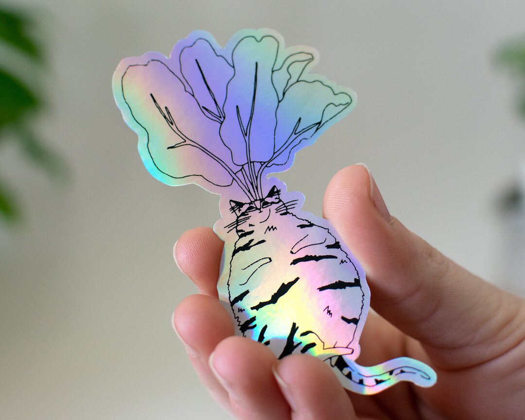 Beetroot Cat Sticker | Holographic Stickers, Cat Stickers, Vaporwave ...