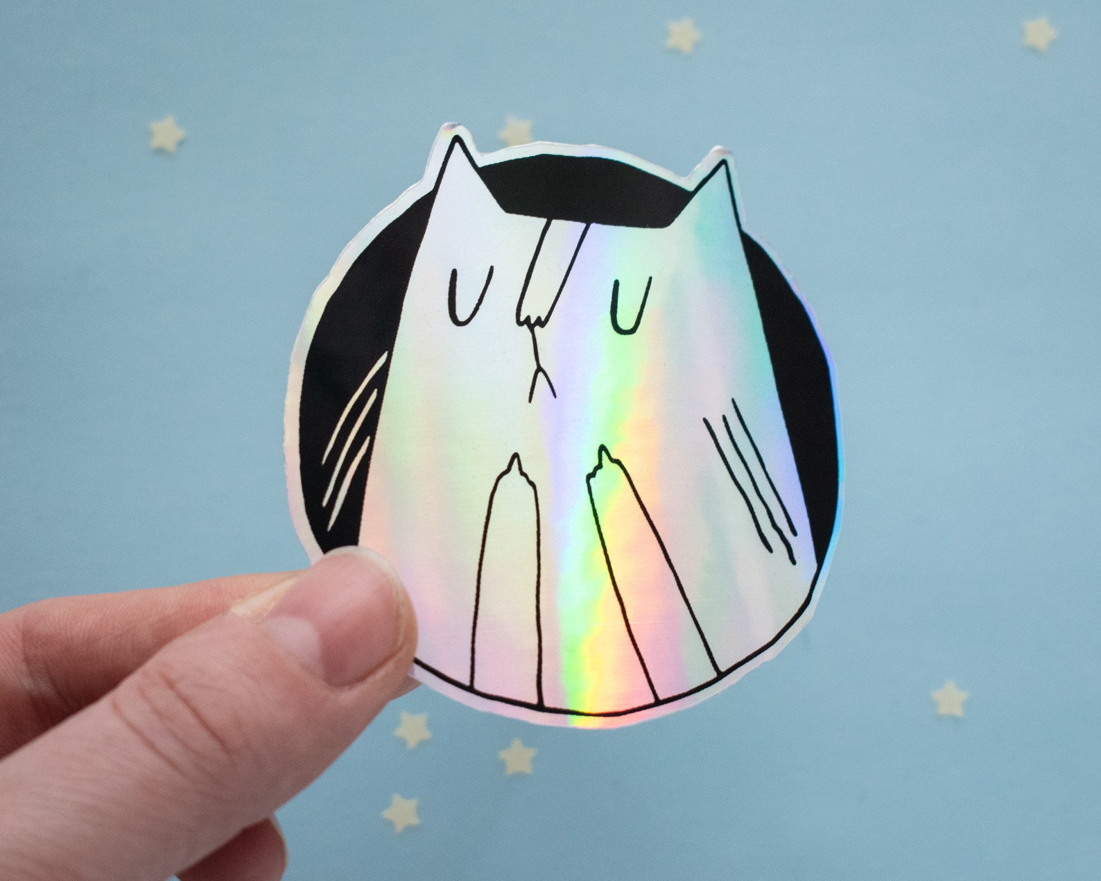 Holographic Cat Sticker Fuck You Cat Cat Stickers Vaporwave - Etsy