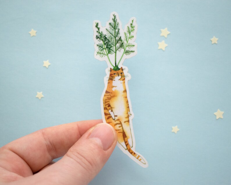 Carrot Cat Sticker Transparent Sticker Cat Stickers Kawaii - Etsy