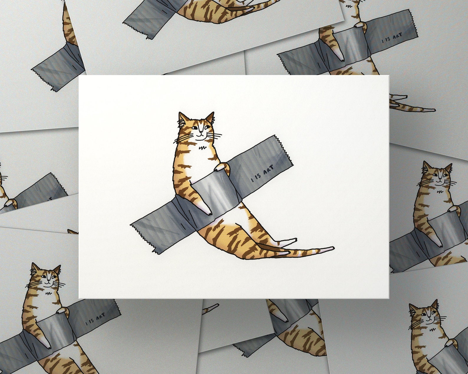 Art print of a cat banana taped to a wall Animal | Etsy