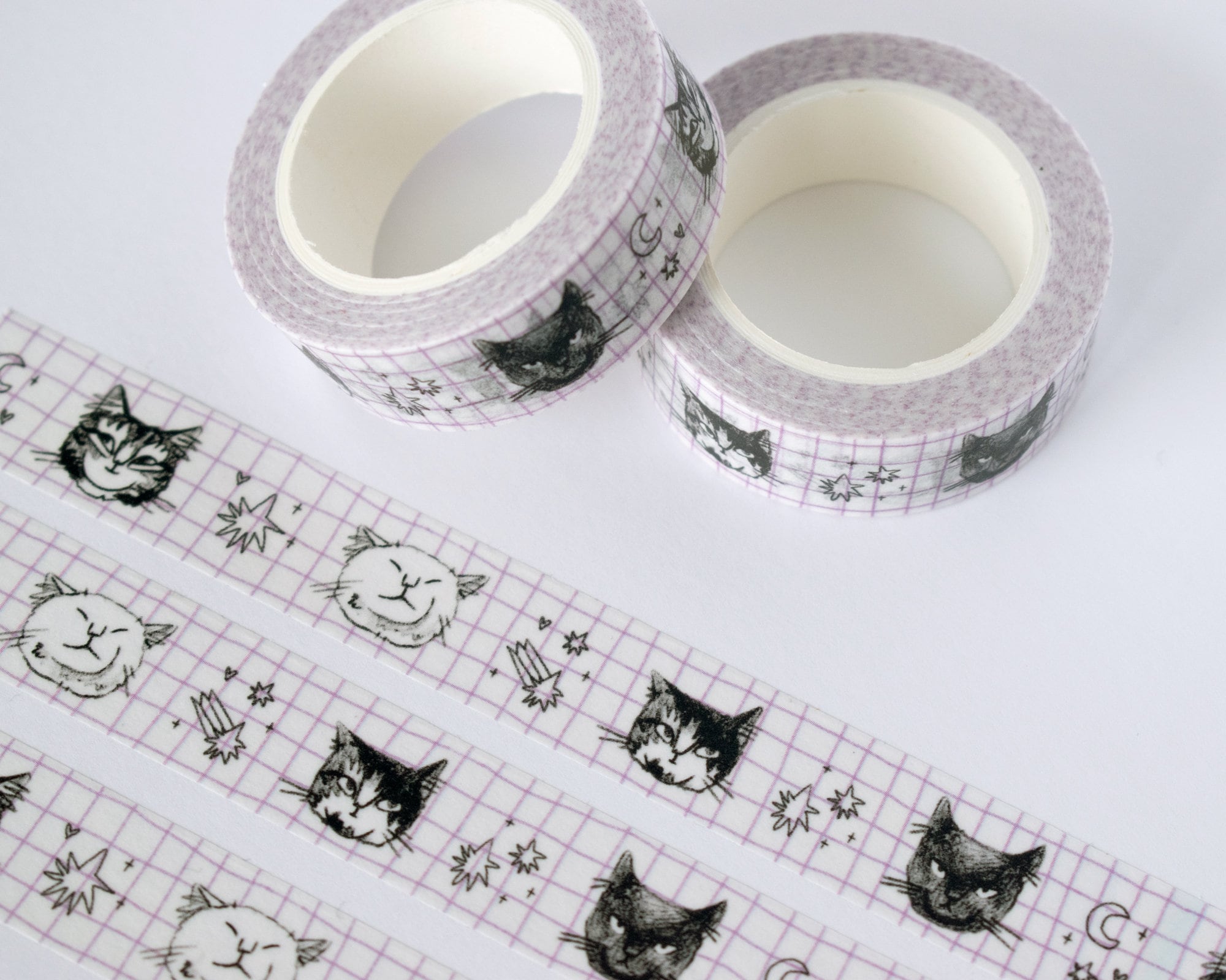 Cute Cat Washi Tape 15mm x 10m Kawaii stationery with black | Etsy