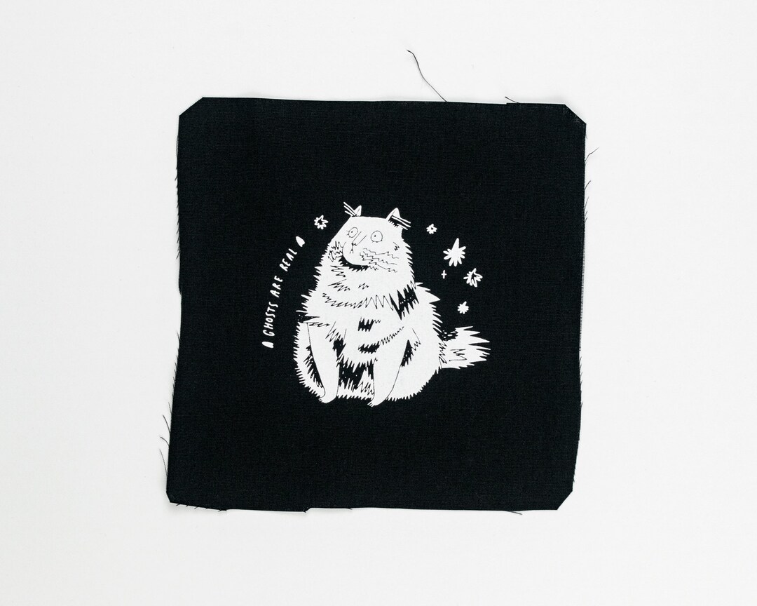 Sew-on Patch: Ghosts Are Real Cat Patch, Screen Printed, for Jackets ...
