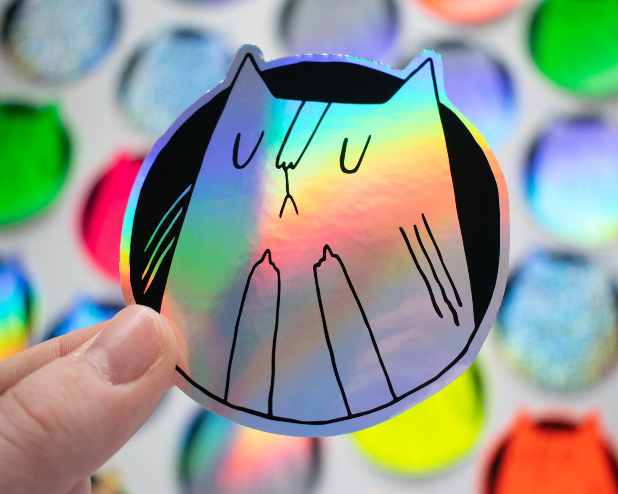 Holographic Cat Sticker Fuck You Cat Cat Stickers Vaporwave - Etsy UK
