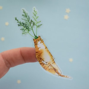 Carrot Cat Sticker Transparent Sticker, Cat Stickers, Kawaii Sticker ...