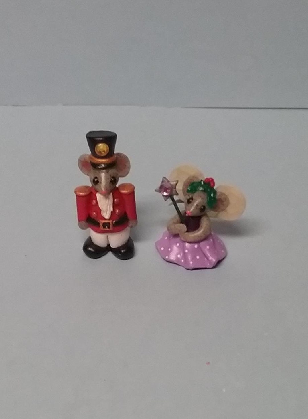 Hand Sculpted Christmas Nutcracker and Sugar Plum Fairy Mouse Set in ...