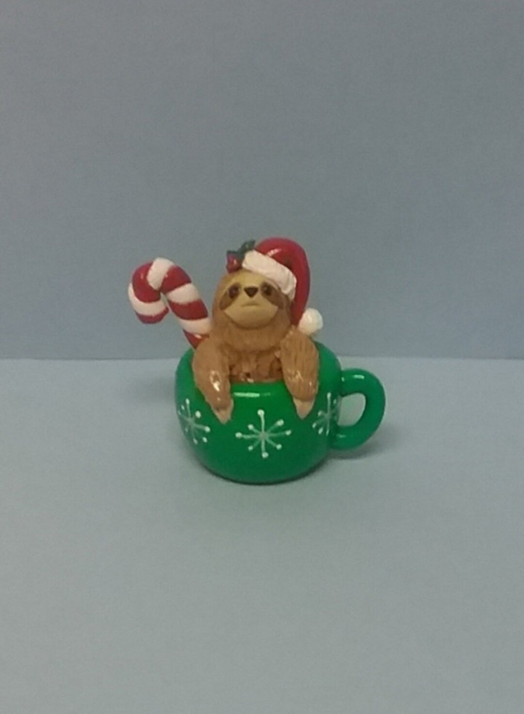 Hand Sculpted Christmas Sloth in a Teacup Figurine in Polymer - Etsy