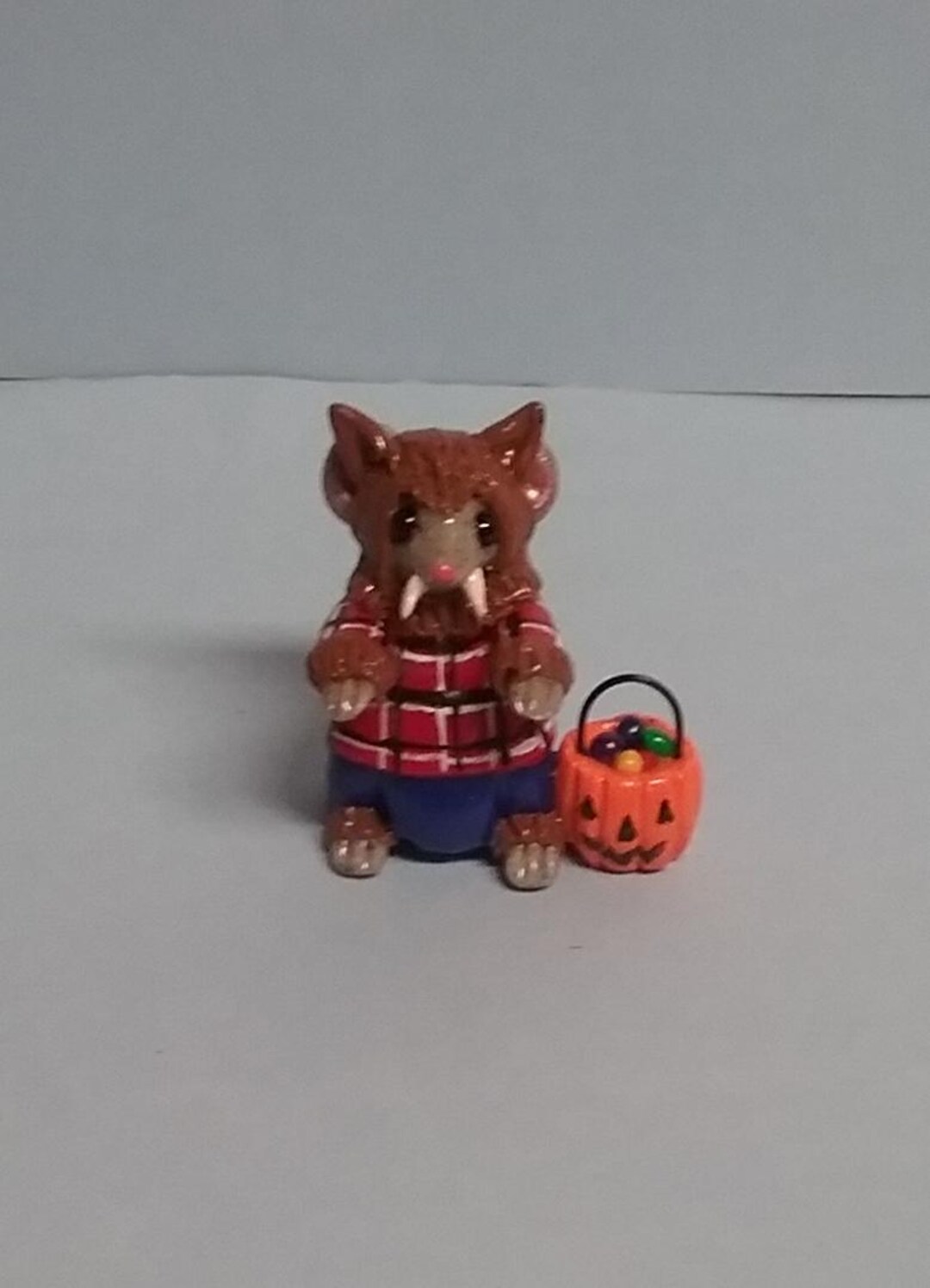 Hand Sculpted Trick or Treat Halloween Werewolf Mouse Figurine in ...