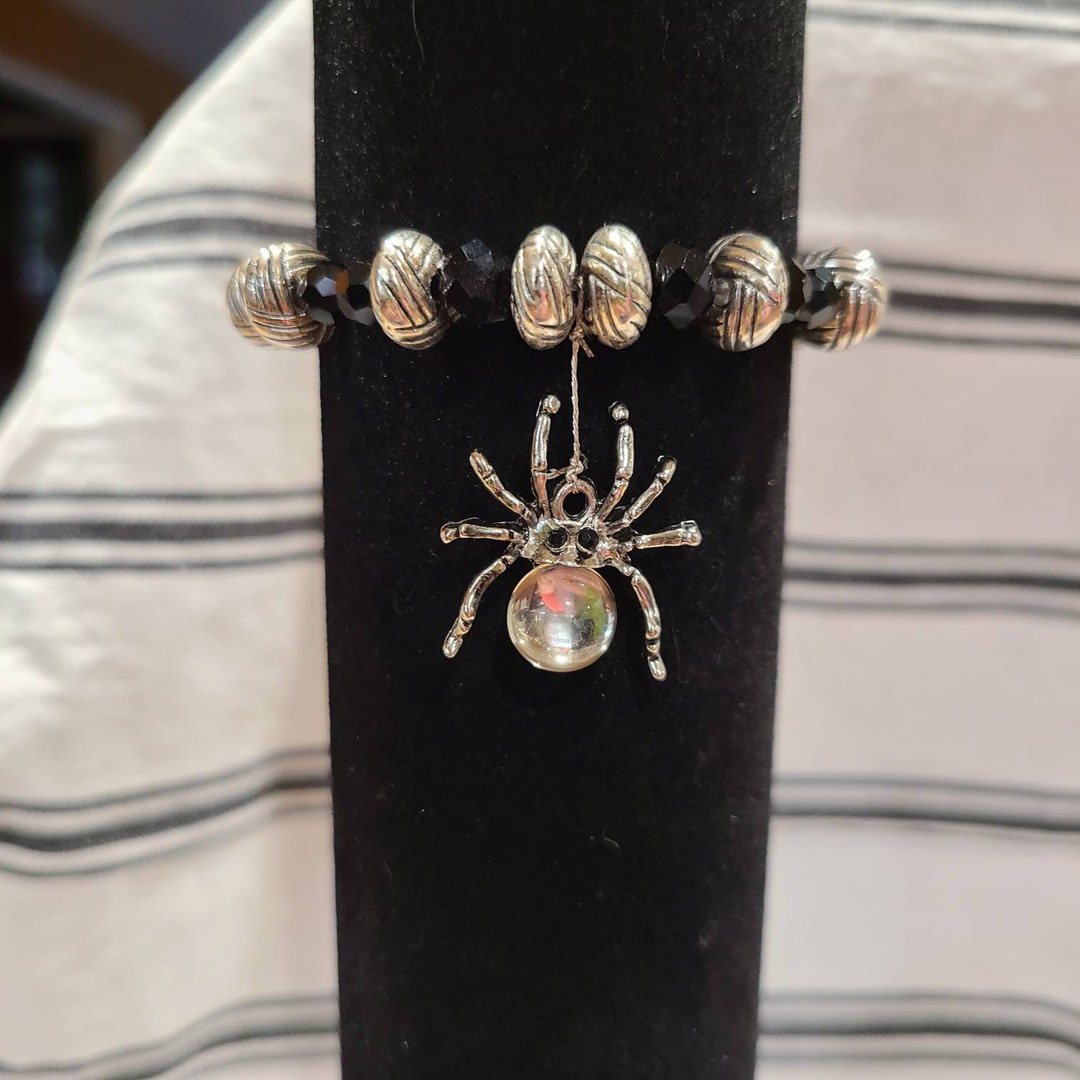 Black and Silver Spider Bracelet - Etsy
