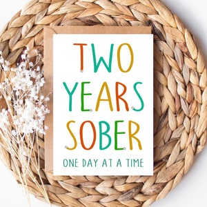 2 Years Sober Card, Recovery Card, Sober Card, Sobriety, Sobriety Card ...