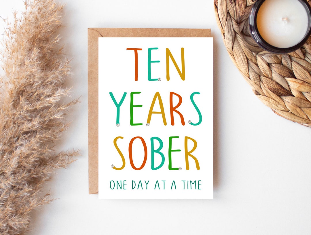 10 Years Sober Card, Recovery Card, Sobriety, Sobriety Card, Sobriety ...