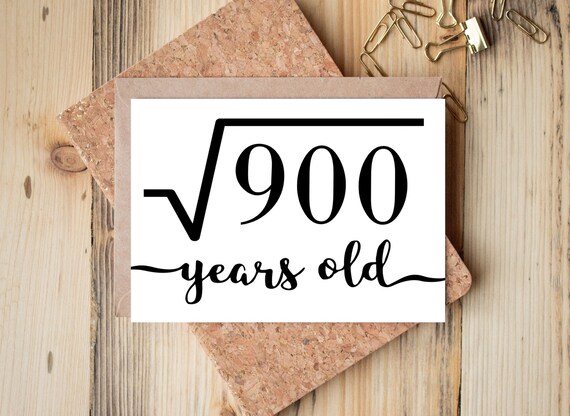 30th Square Root Birthday Card Birthday Card for Math Lovers - Etsy UK